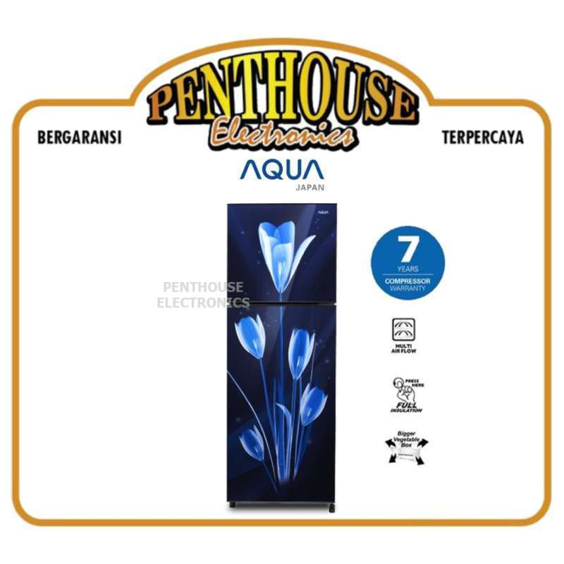 Jual AQUA Kulkas 2 Pintu AQR-D270(LB) 220L Lily Blue Series Bunga di ...
