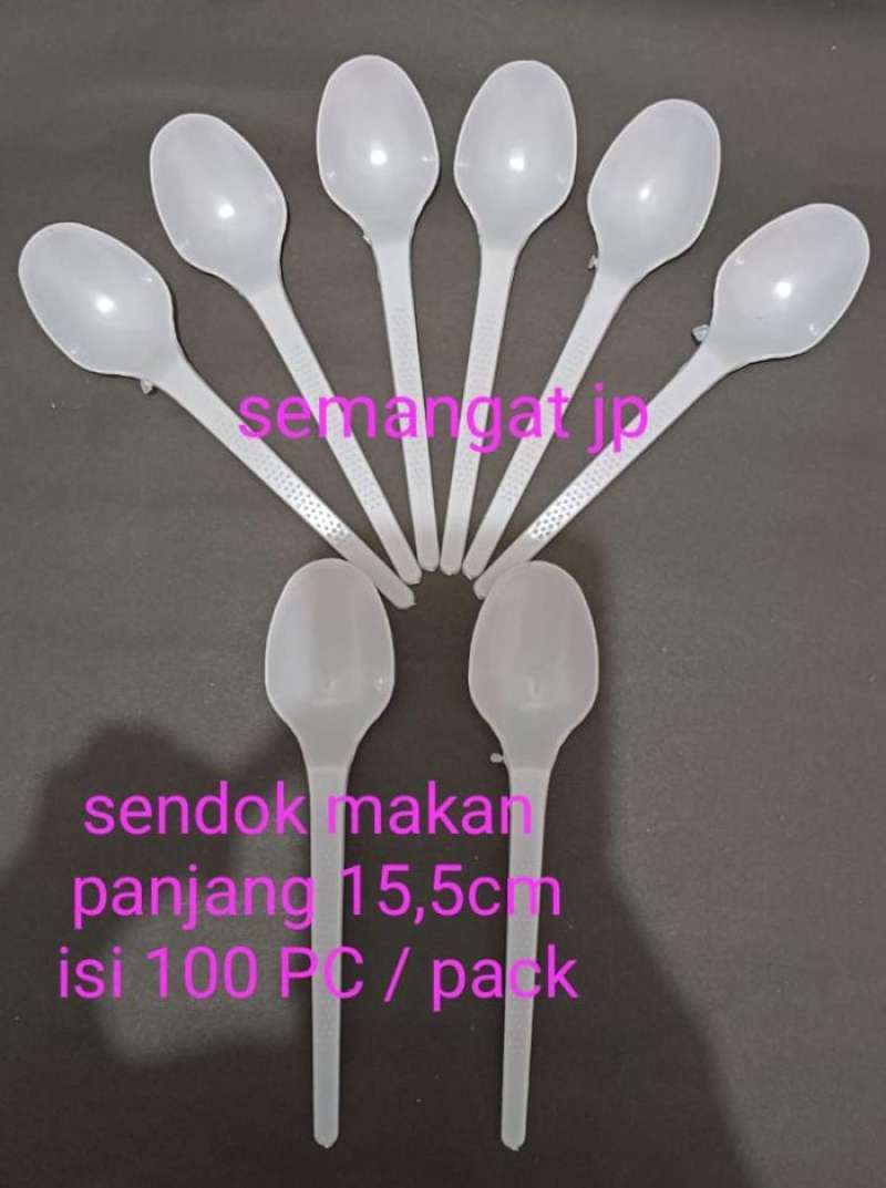 Jual SENDOK PLASTIK SENDOK MAKAN PANJANG BIASA PUTIH SUSU / BUTEK 100PC ...