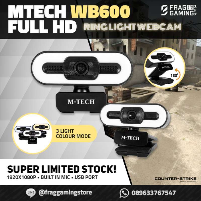 Jual M-TECH / MTECH WB600 WEBCAM 1080P FULL HD WITH RING LIGHT LED ...