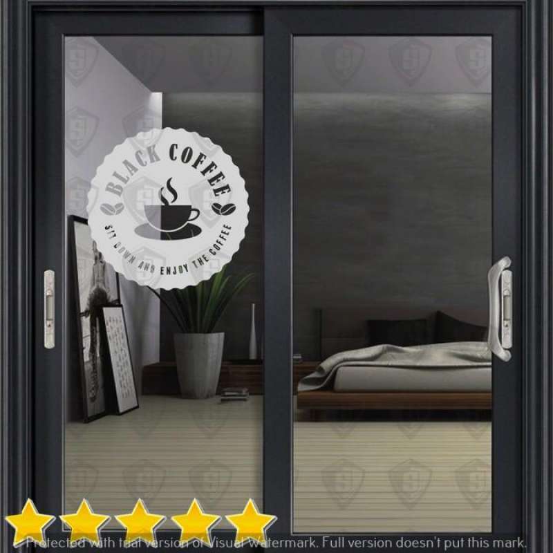 Jual Siladamas Sticker Black Coffee Shop dinding tembok Kaca Cafe Unik ...