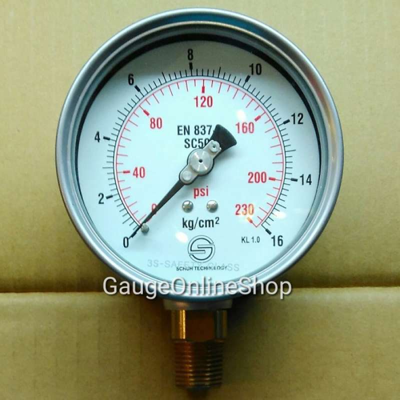 Jual Pressure Gauge Sc500 Raket Ss Brass 4 X 16 Kg/Cm2 Schuh Technology di Seller Tamiimah Store ...
