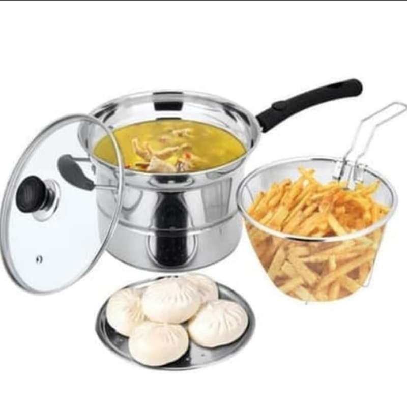 Jual Deep Fryer 22 cm Multifungsi pot 3 in 1 - Stainless di Seller ...