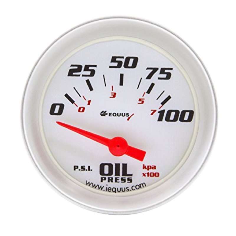 Promo Equus 8164 1-1/2 Electric Oil Pressure Gauge, White with Aluminum ...