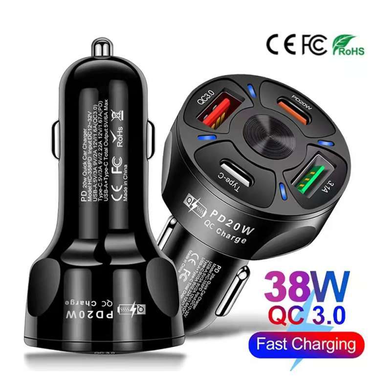 Jual Car Fast Charger Type C PD 20W + 2 USB QC 3.0 Casan HP Quick ...
