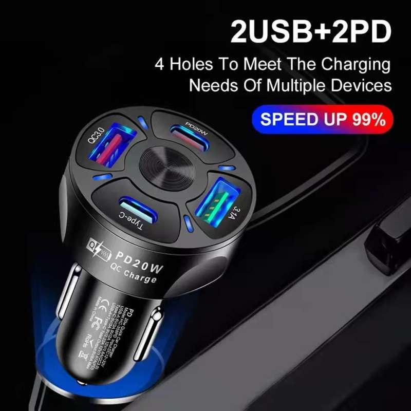 Jual Car Fast Charger Type C PD 20W + 2 USB QC 3.0 Casan HP Quick ...