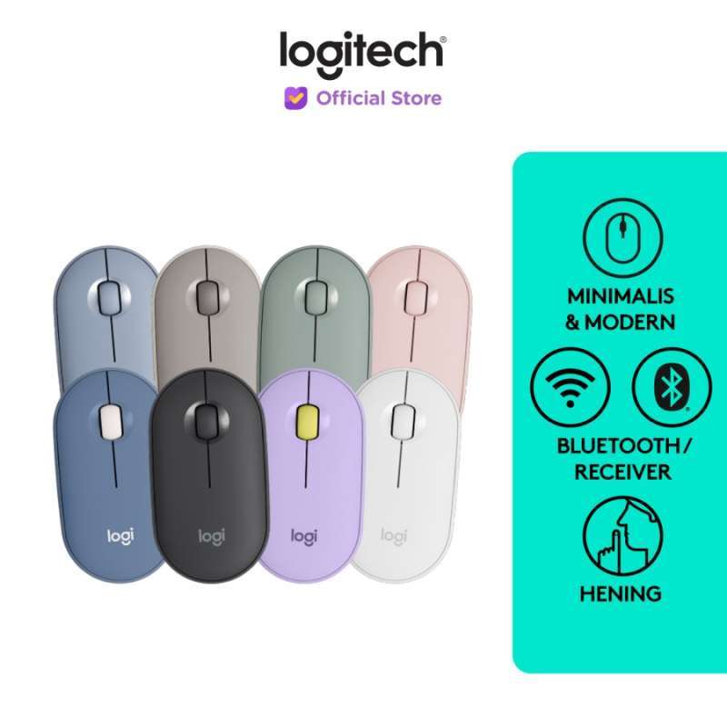 Jual Logitech M350 Mouse Wireless Bluetooth 2in1 Original - Eucalyptus ...