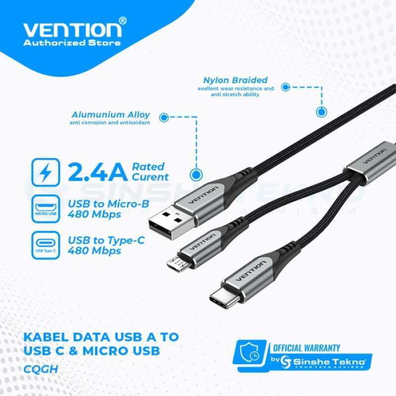 Jual Vention Kabel Data Y Splitter Usb A To Micro B Usb Type C Di Seller Riang Phone