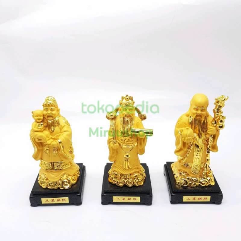 Jual Patung dewa fulushou hoki lucky emas fengshui 1set JS2140 ...