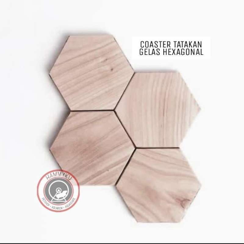 Jual Tatakan Gelas Kayu - Coaster Kayu - Hexagonal di Seller hammyku ...