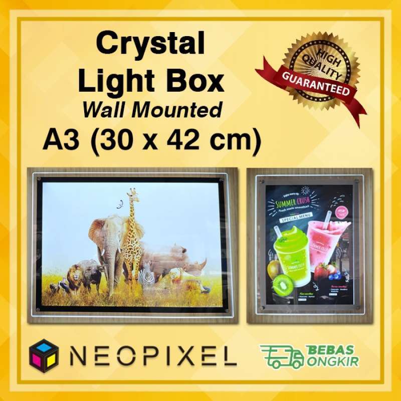 Promo Papan Neon Light Box Nama Custom Menu Cafe Led Crystal A3 Wall ...