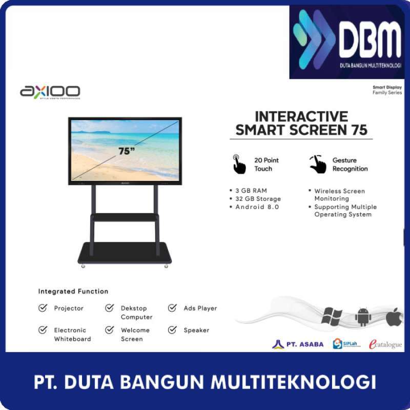 Jual Axioo Interactive Flat Panel Display Monitor Touchscreen 75 Inch ...