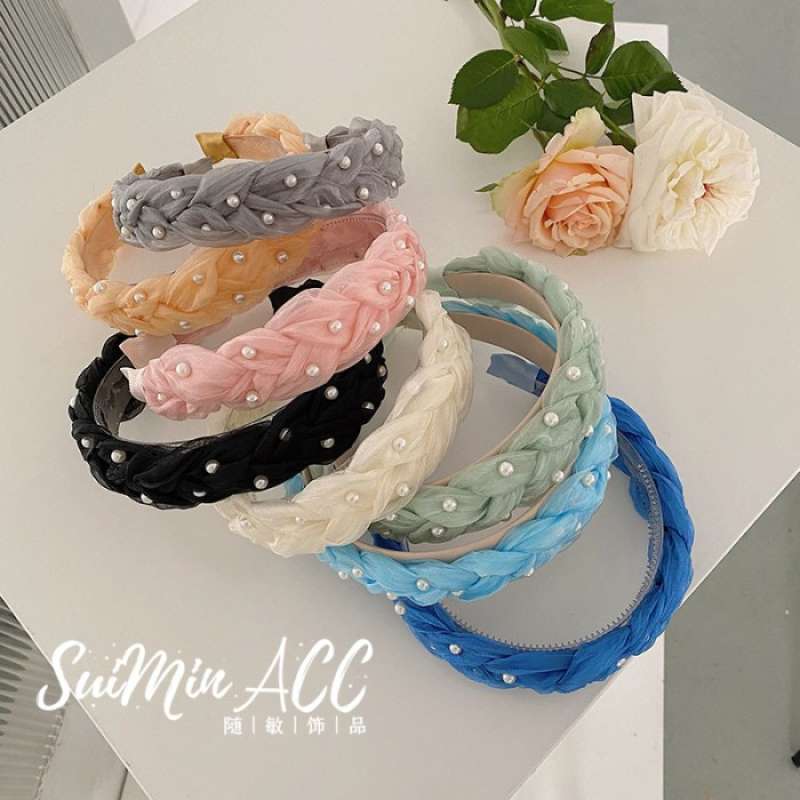 Promo HYUNSU KOREAN PEARL BIG HEADBAND / BANDO KOREA TEBAL LEBAR ...