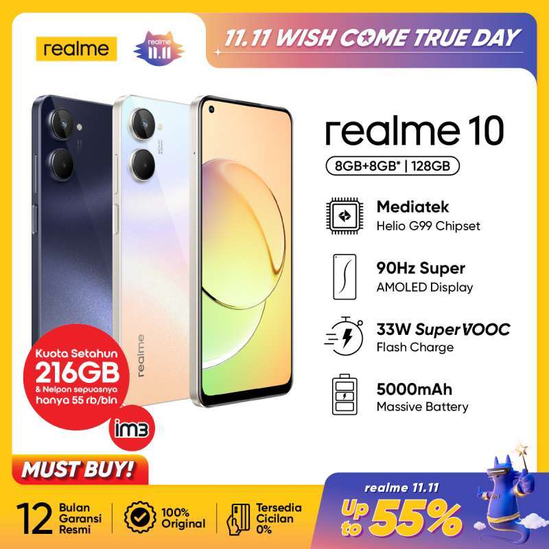 Jual realme 10 8+128GB (Helio G99 Chipset | 90Hz Super AMOLED Display ...