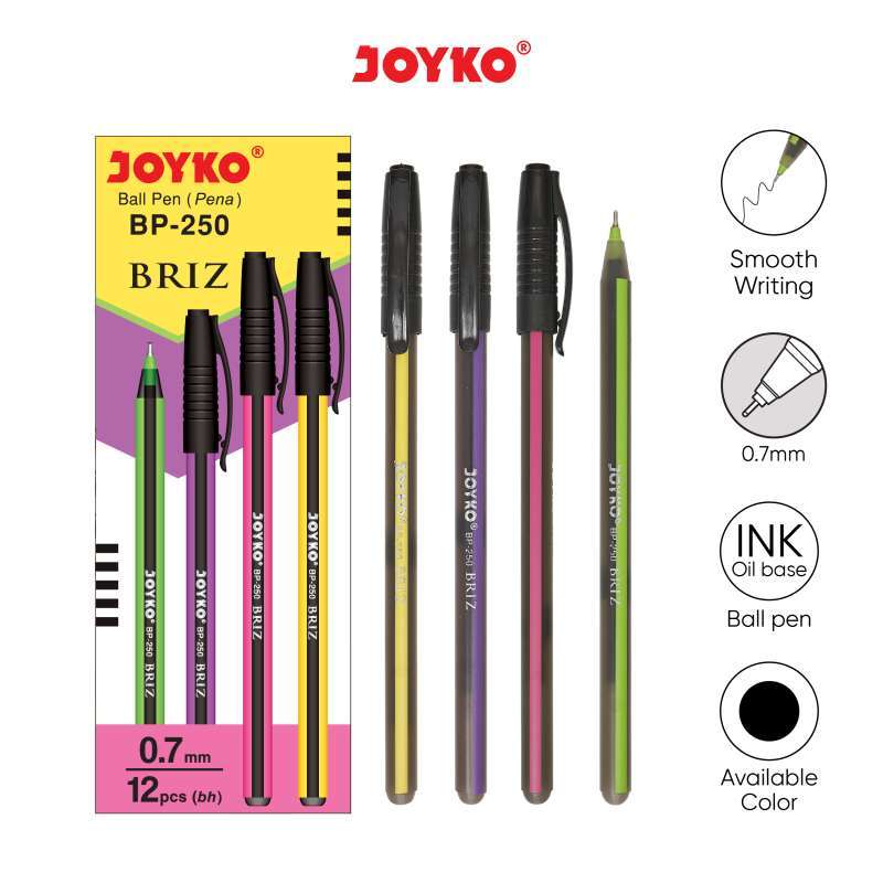 Jual Ball Pen Pulpen Pena Joyko BP-250 Briz 0.7 mm 1 BOX 12 PCS di ...