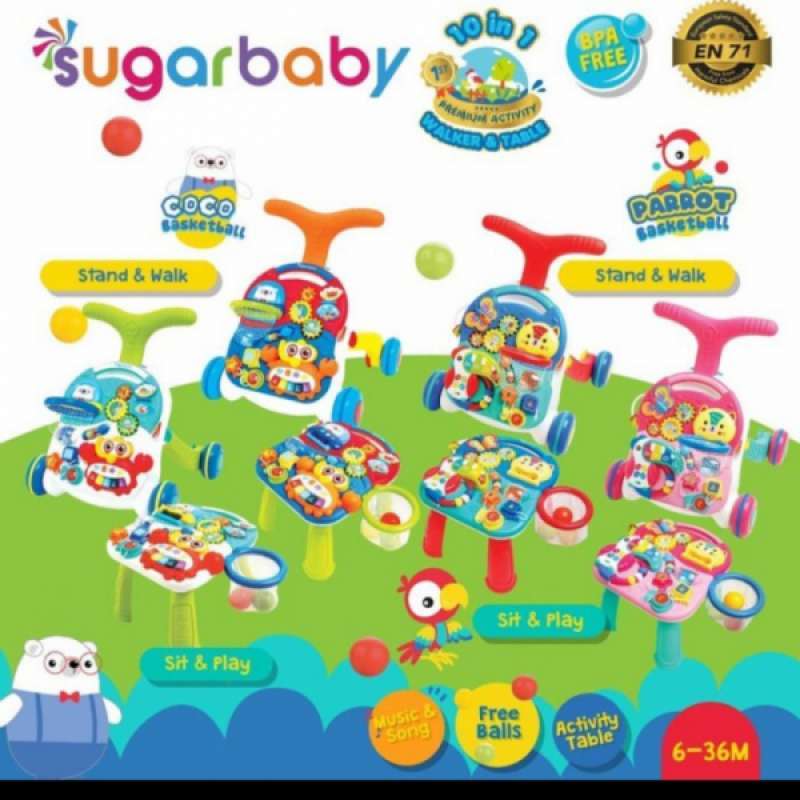 Jual Sugarbaby 10-In-1 Premium Activity Walker & Table/ Baby Walker di ...