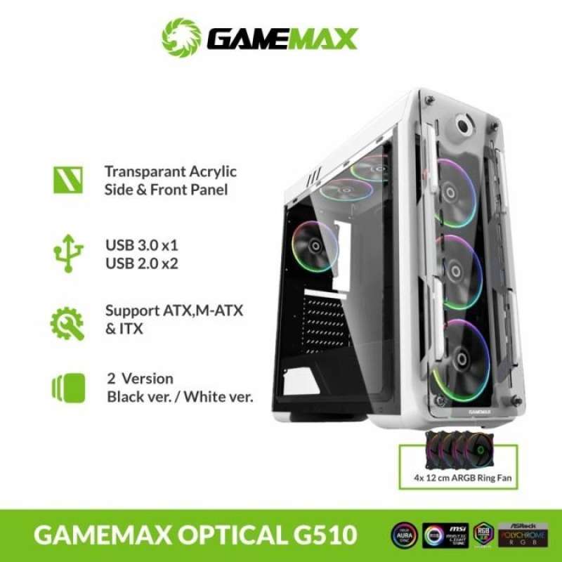 Promo Casing Komputer Gaming Gamemax Optical G510 Include 4 Fan Diskon ...