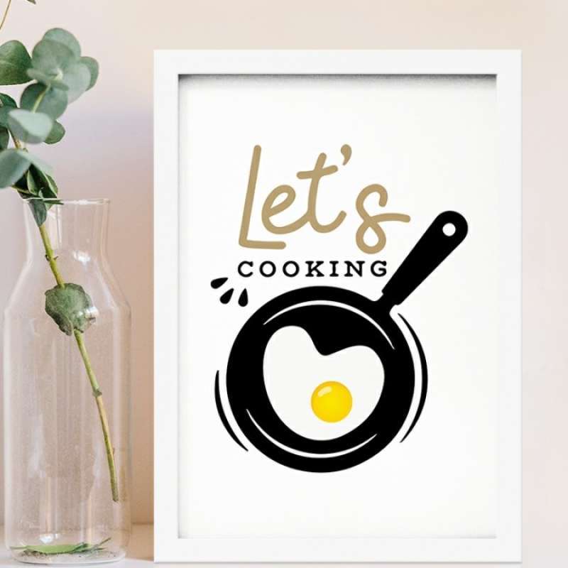 Jual Wall Decor Frame Bingkai Fiber Poster Dapur Cute Lets Cooking di ...