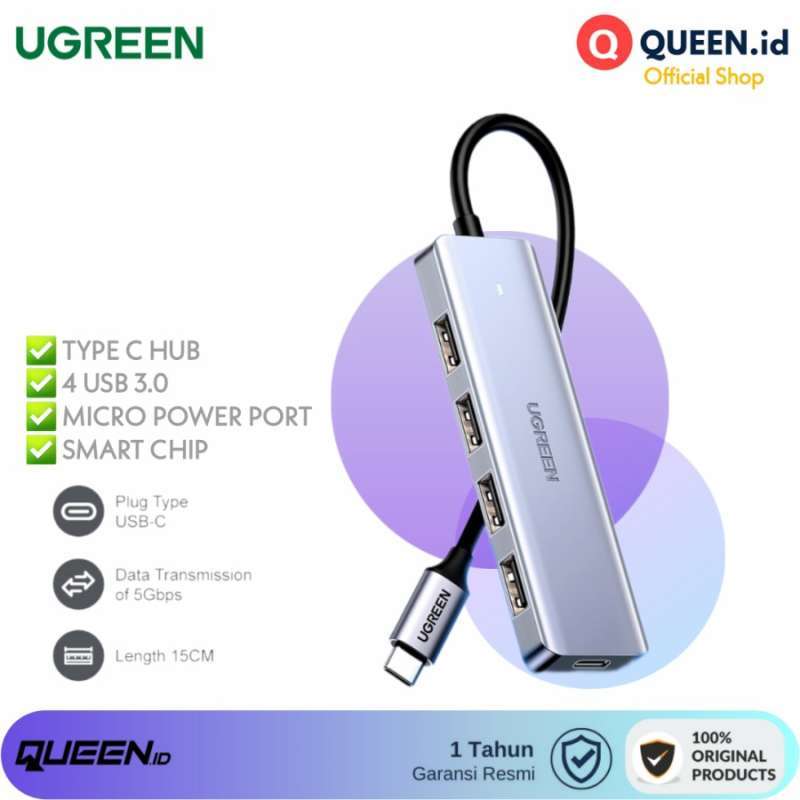 Jual UGREEN USB TYPE C HUB Splitter 4 Port USB 3.0 Extension - 70336 di ...