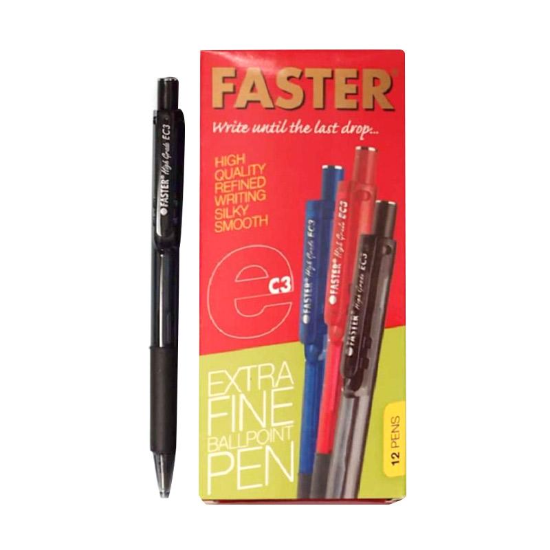 Jual Faster EC3 Ballpoint - Black [0.7mm/ 12 Pcs] di Seller Faster Pen ...