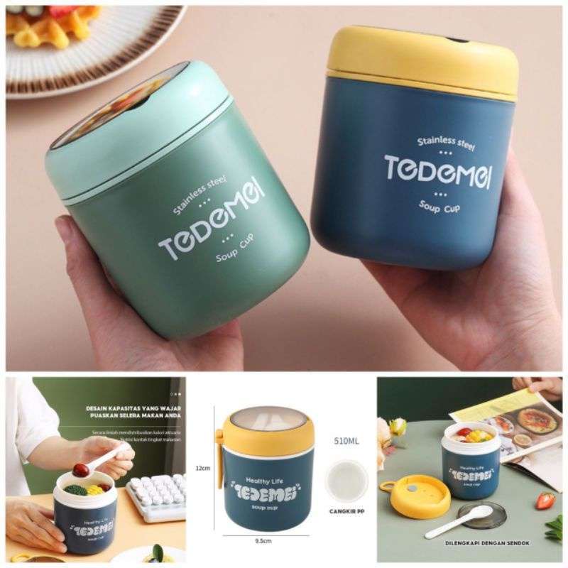 Jual TEDEMEI Termos Sup Kotak Makan Anak Stainless 304 Kids Lunch Box ...