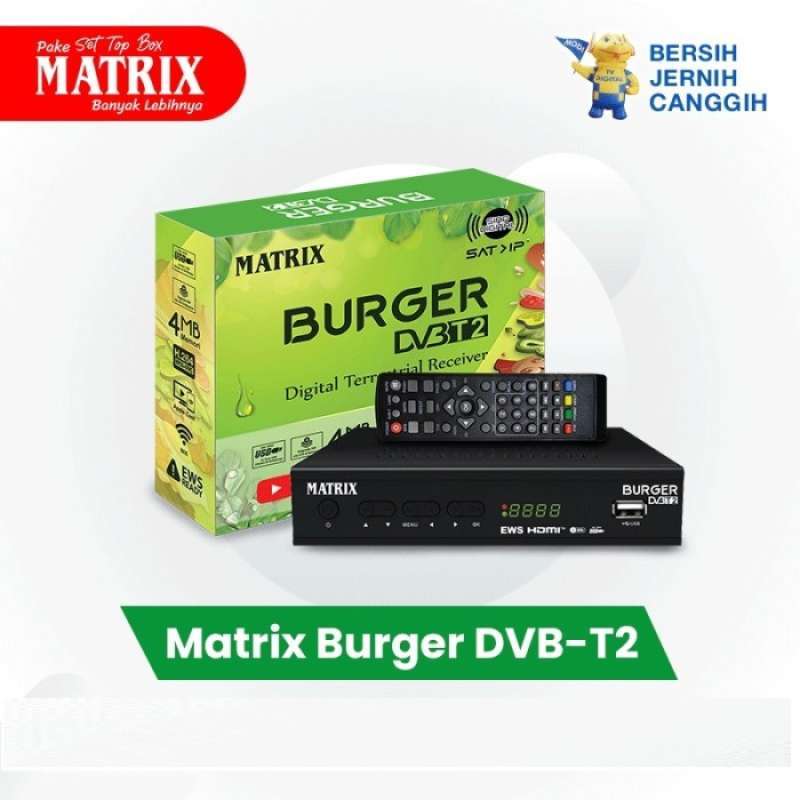 Jual Set Top Box Matrix Burger Hijau / STB DVB T2 HD / Set Box TV ...