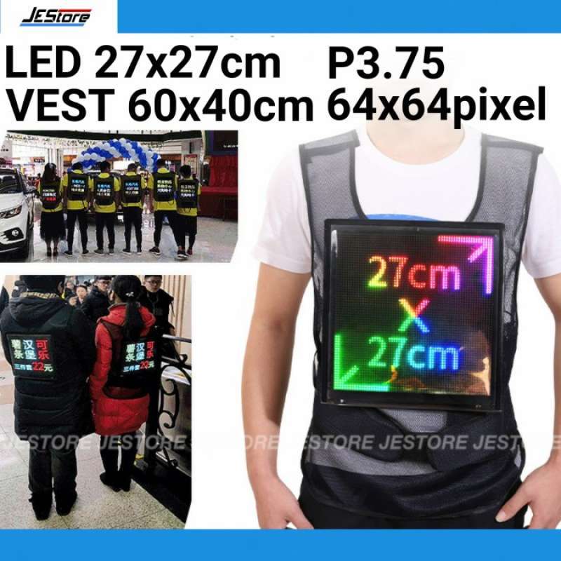 Jual RUNNING TEXT LED ROMPI DISPLAY VEST MARKETING P3.75 FULL COLOR ...