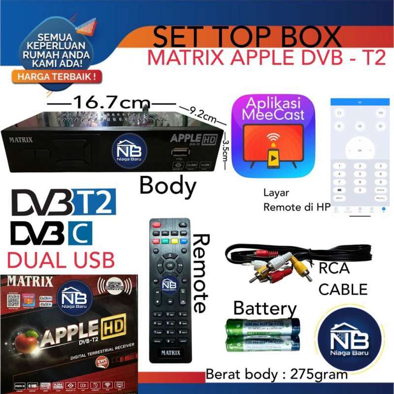 Jual Set Top Box TV Digital MATRIX APPLE HD Receiver TV DVB T2 Red UHF ...