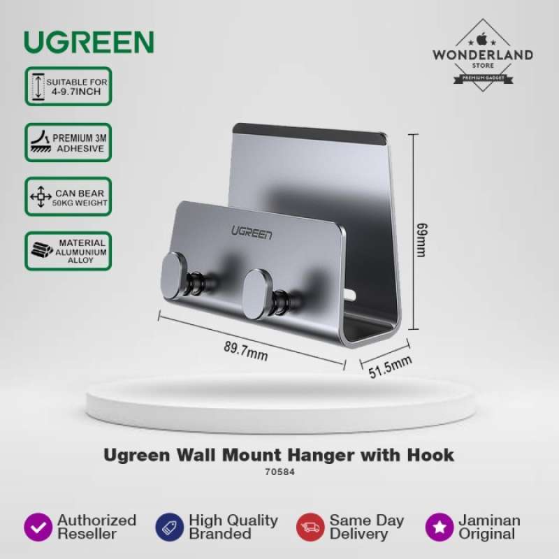 Jual Ugreen Aluminium Wall Mount Holder+Hook Tempat Kunci, Kabel, HP ...