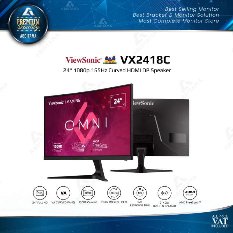 Jual Monitor LED VIEWSONIC VX2418C 24 1080p 165Hz Curved HDMI DP ...