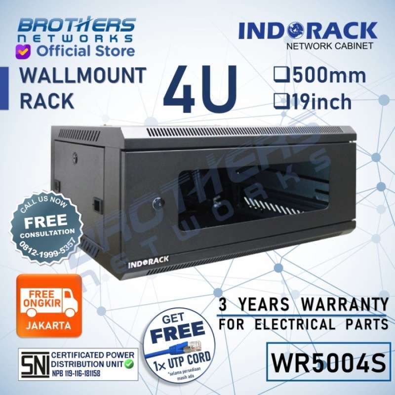 Promo Tanpa Merk Wallmount Indorack Wr5004s 4u 500mm Single Door Rack ...