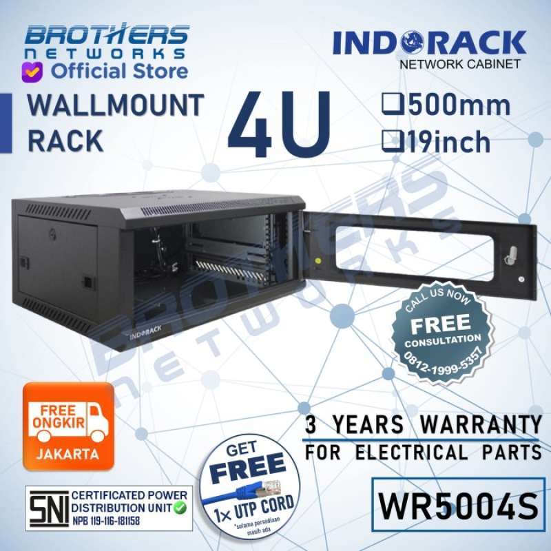 Promo Tanpa Merk Wallmount Indorack Wr5004s 4u 500mm Single Door Rack ...
