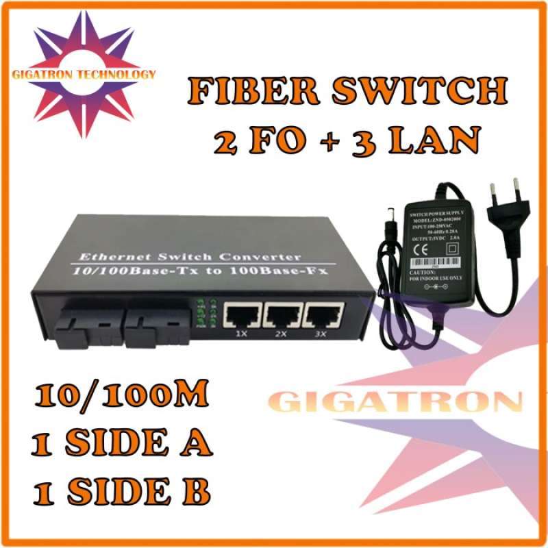 Promo Tanpa Merk Media Converter 2 Port FO 3 Port LAN Switch Fiber ...