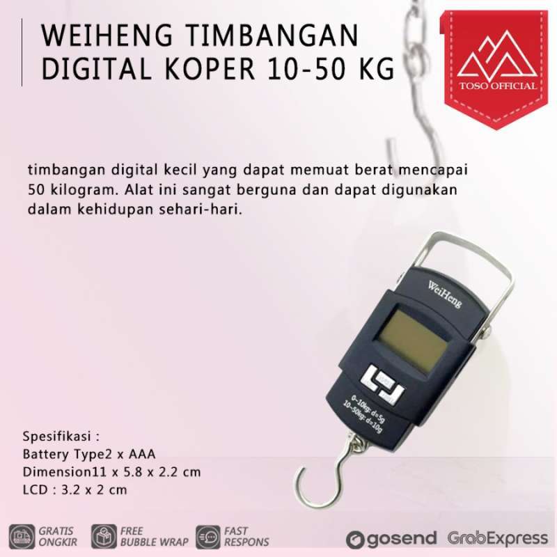 Jual WEIHENG TIMBANGAN GANTUNG DIGITAL 50KG TIMBANGAN KOPER LAUNDRY SCALE di Seller TOSO ...