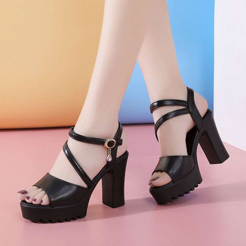 Jual Sandal Wanita Gaya Peri Musim Panas Hak Tinggi Hak Tebal Sol Tebal ...