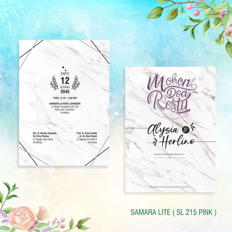 Jual Sl215 Pink Blangko Undangan Kosongan Samara Lite + Opp Plastik Di ...