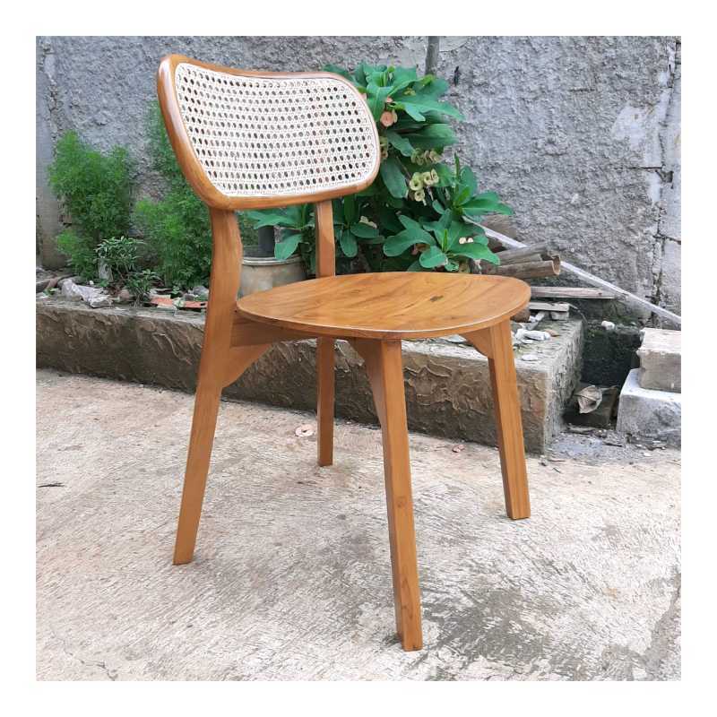 Promo Meja Makan Bundar Kayu Jati Kombinasi Rotan Set 4 Kursi / Dining Sets Diskon 20% Di Seller ...