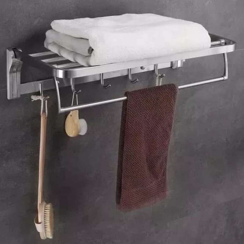 Jual Rak handuk stainless sus 304 lipat 60cm / gantungan kamar mandi di ...