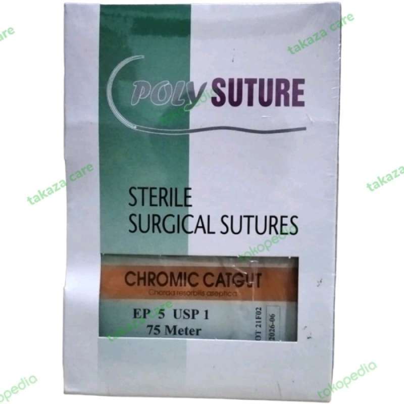 Promo STERILE SURGICAL SUTURE CATGUT CHROMIC 1 EP 5 - POLYSUTURE 75M ...