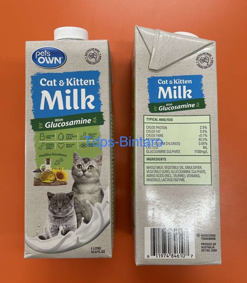 Promo Susu Pets Own Cat & Kitten MILK 1 liter for cats Diskon 19% di ...