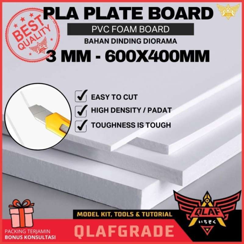 Jual PLA PLATE BOARD PVC FOAM LARGE 3mm 60x40 diorama dinding maket ...