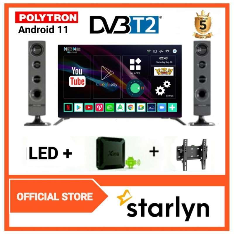 Jual POLYTRON LED Digital TV 24 Inch SMART ANDROID BOX 11 24TV1855 ...