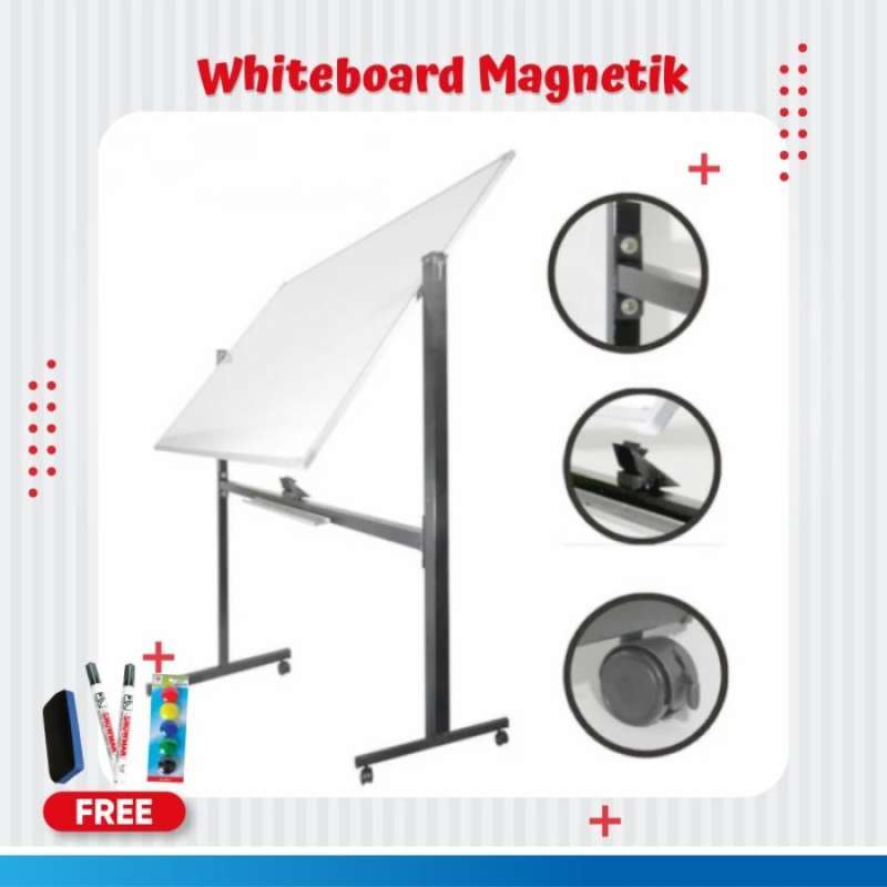 Promo Whiteboard / Papan Tulis Magnetic Double Face Stand Uk 60X90 Cm ...