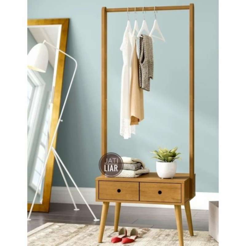 Promo Rak Gantungan Baju Dengan Laci Kayu Jati - Multicolor Diskon 23% ...