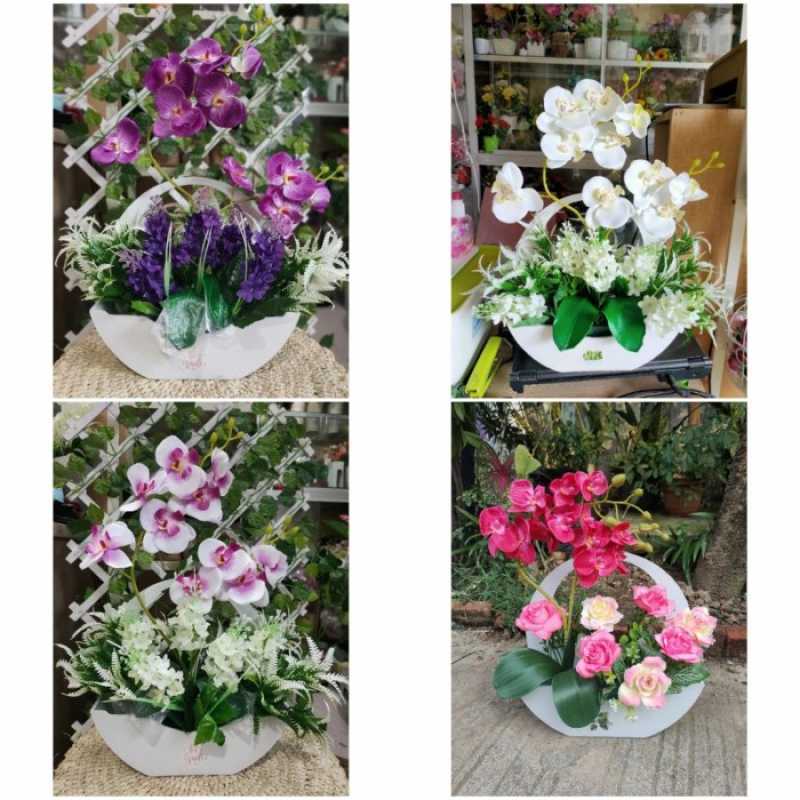 Jual VAS Bunga anggrek latex combinasi lavender krisan artificial vas ...