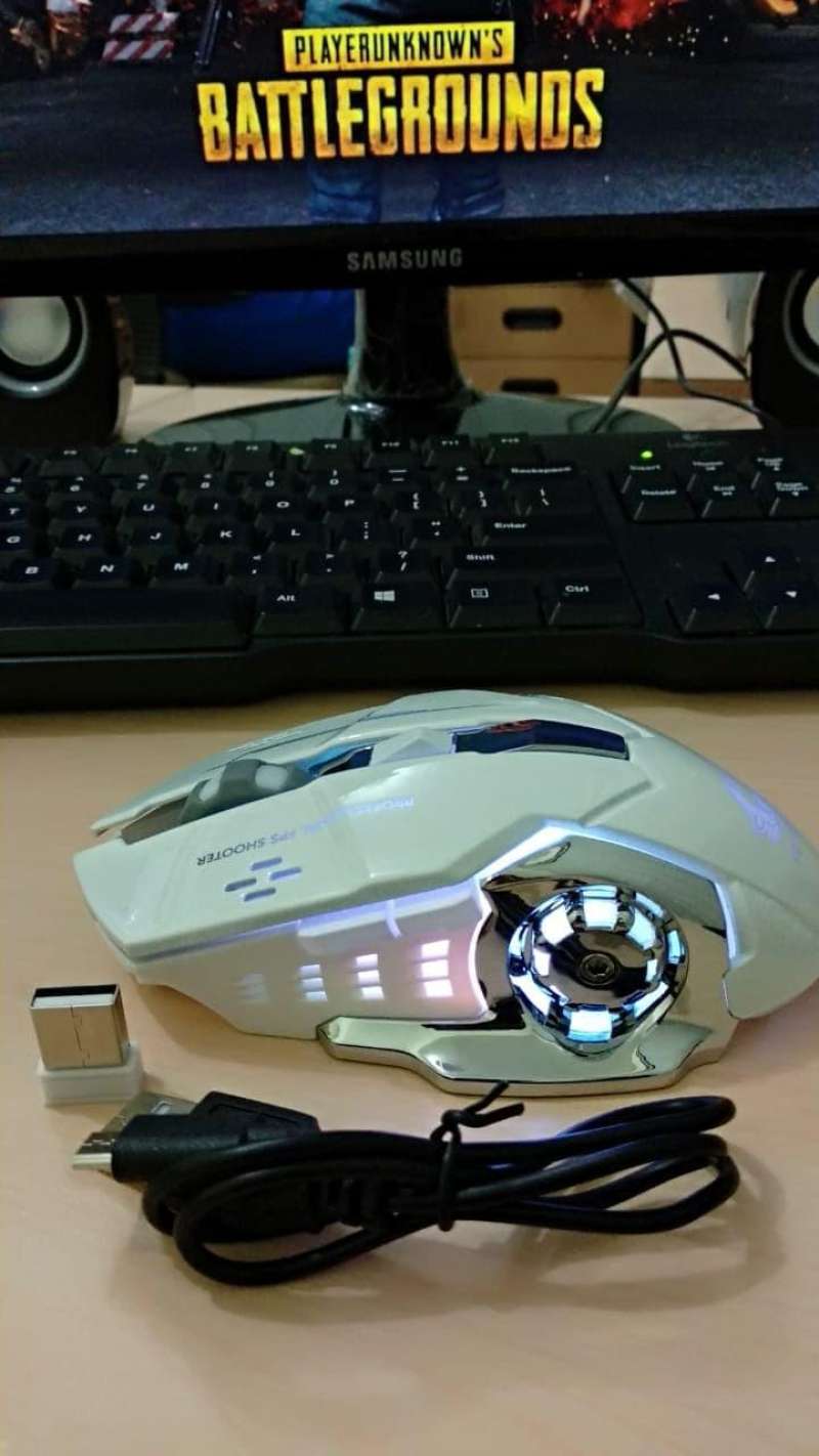 Jual Mouse Wireless Charging Luminous Merk Free Wolf Led Light 1800 Dpi ...