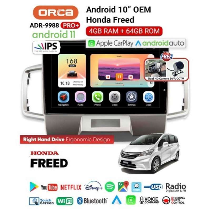 Jual Headunit Android Orca Pro Plus+ G2 10 Inch DVR Freed Ram 4/64 di ...