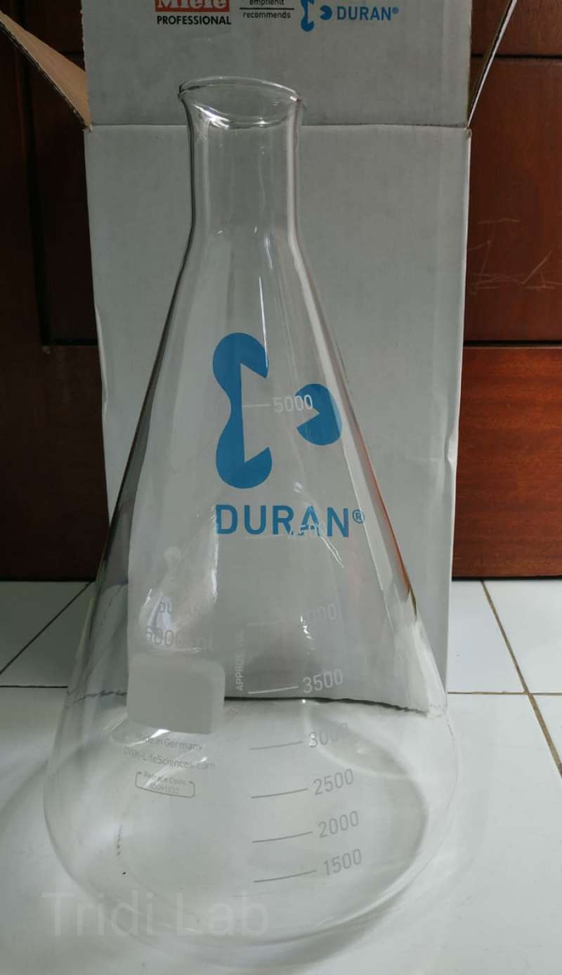 Promo Duran Erlenmeyer Flask 5000 Ml Narrow Neck Glass-Labu Erlenmeyer 5 L Diskon 17% di Seller ...