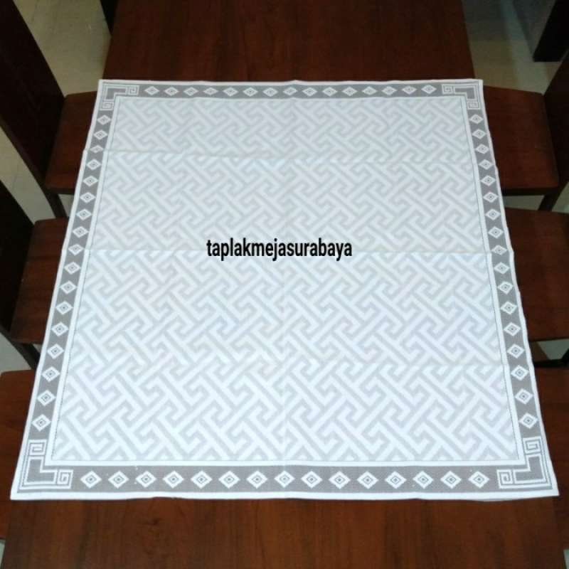 Promo Taplak Meja Kain Putih Polos Kotak Persegi 1x1 Meter Motif ...