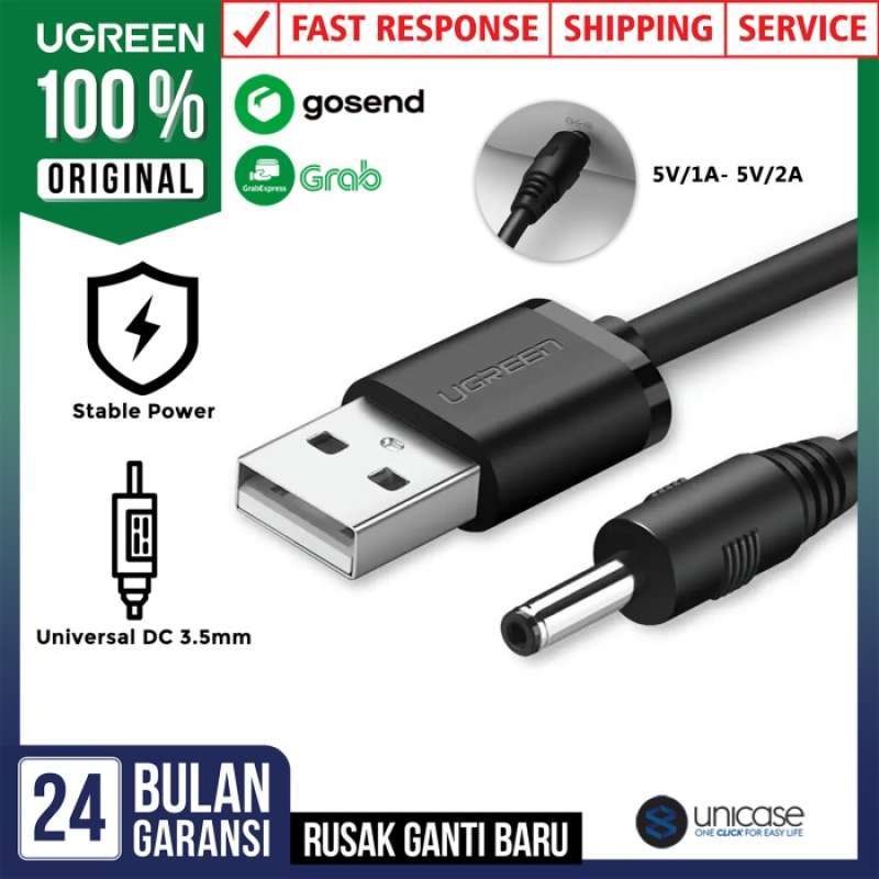 Promo Cable Power USB 2.0 to DC 3.5mm UGREEN 5V/1A-2A Adaptor Charger Kabel Diskon 67% di Seller ...