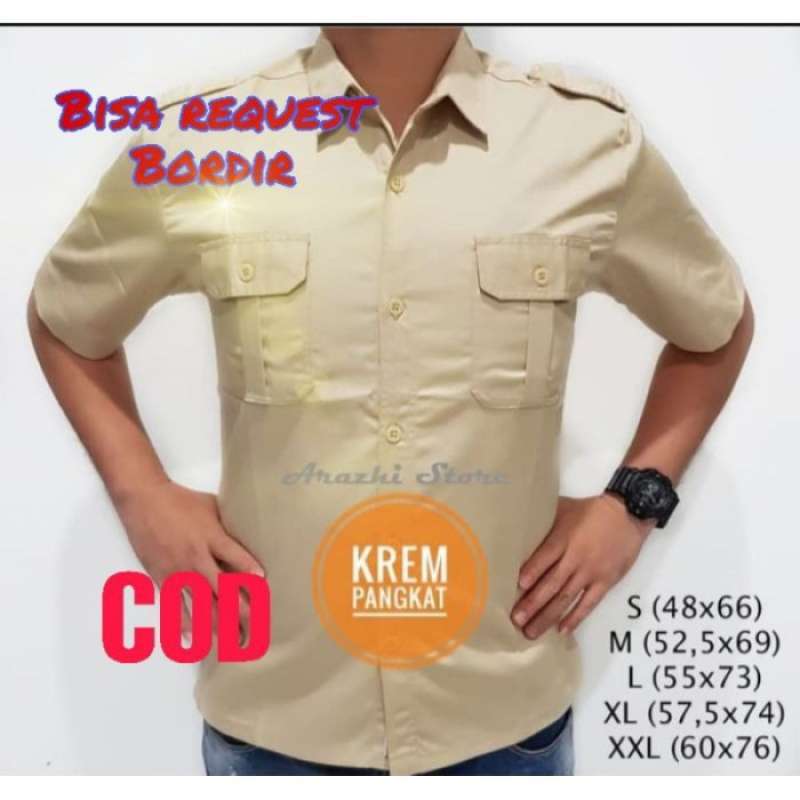 Jual Kemeja PDH Cream Kemeja Tactical Pria Kemeja Seragam Krem Pria ...